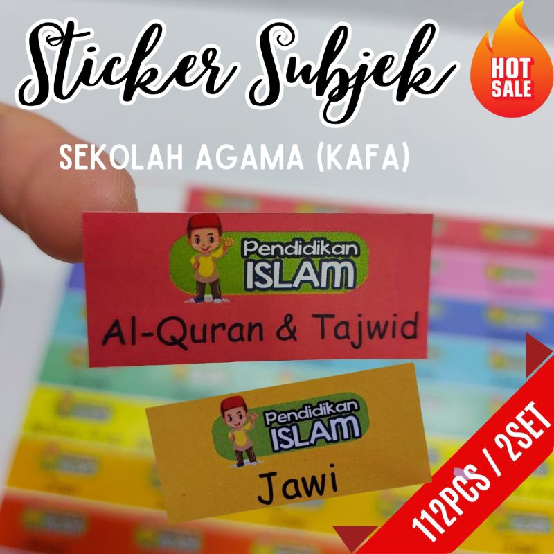 108pcs-2set Sticker Subjek Sek Agama (KAFA) / Label Tag Buku 2cmx4.5cm ...