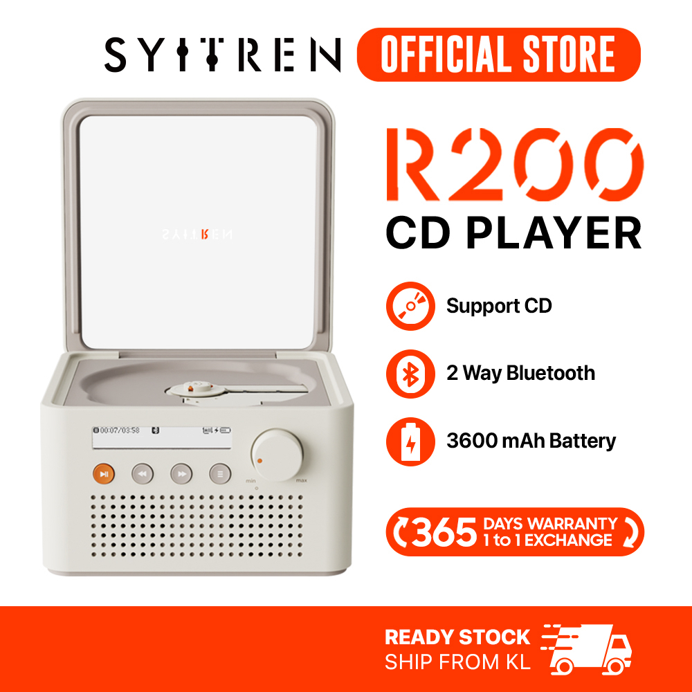 Syitren Battery 2 Way Bluetooth Support CD Player - White (3600mAh ...