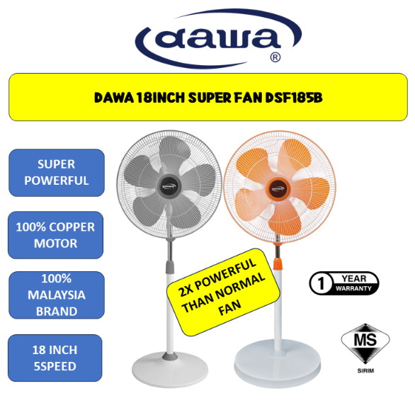 DAWA STAND FAN SUPER FAN SERIES 18Inch DSF-185B GREY/ORANGE | Shopee ...