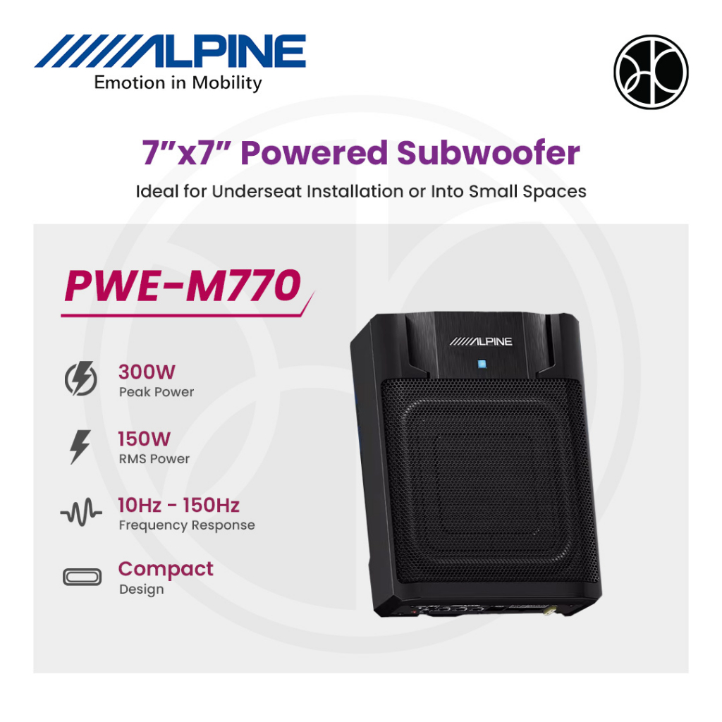 Alpine PWE-M770 7"x7" Powered Subwoofer | Shopee Malaysia