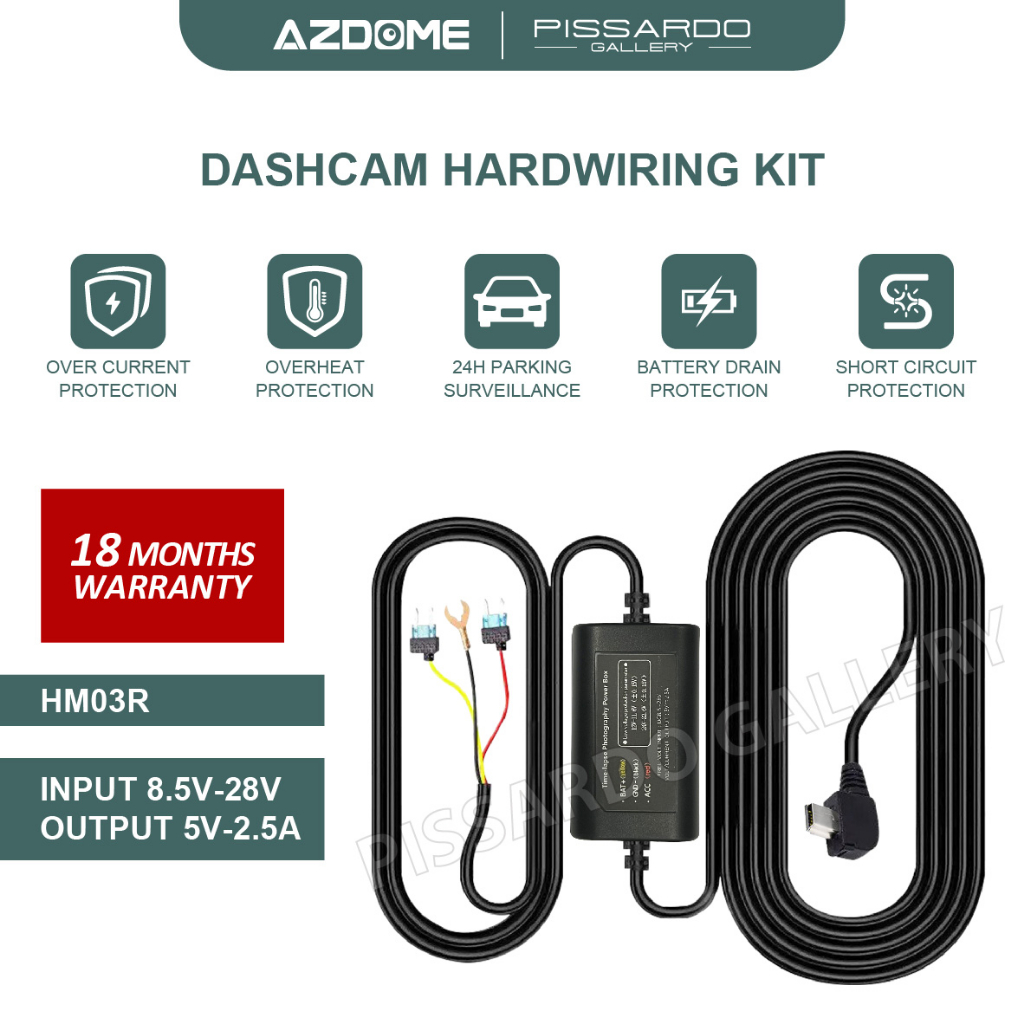 【AZDOME】HM03R Hard Wiring Kit for M01PRO M550PRO AR09 AR12 DashCam Mini ...