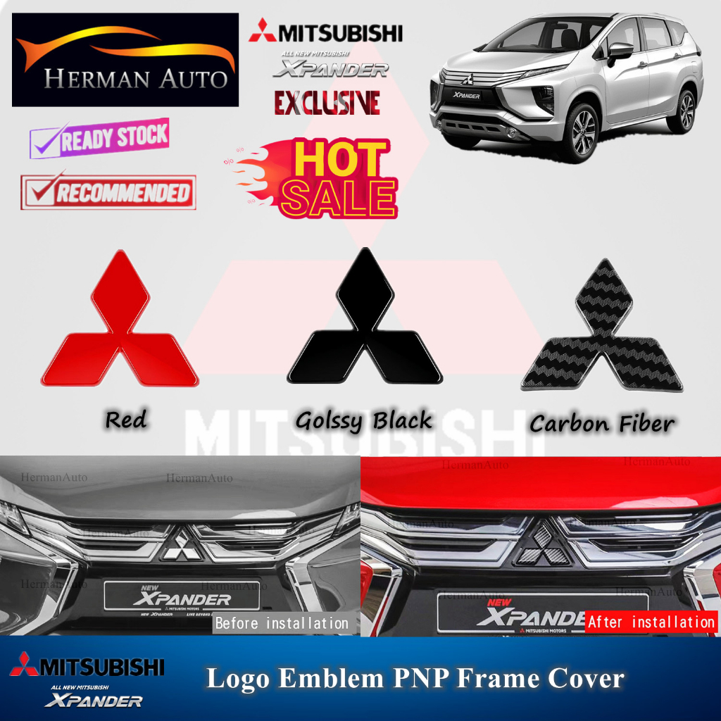 HermanAuto Mitsubishi Xpander 2017-2022 Front Logo Emblem PNP Frame ...