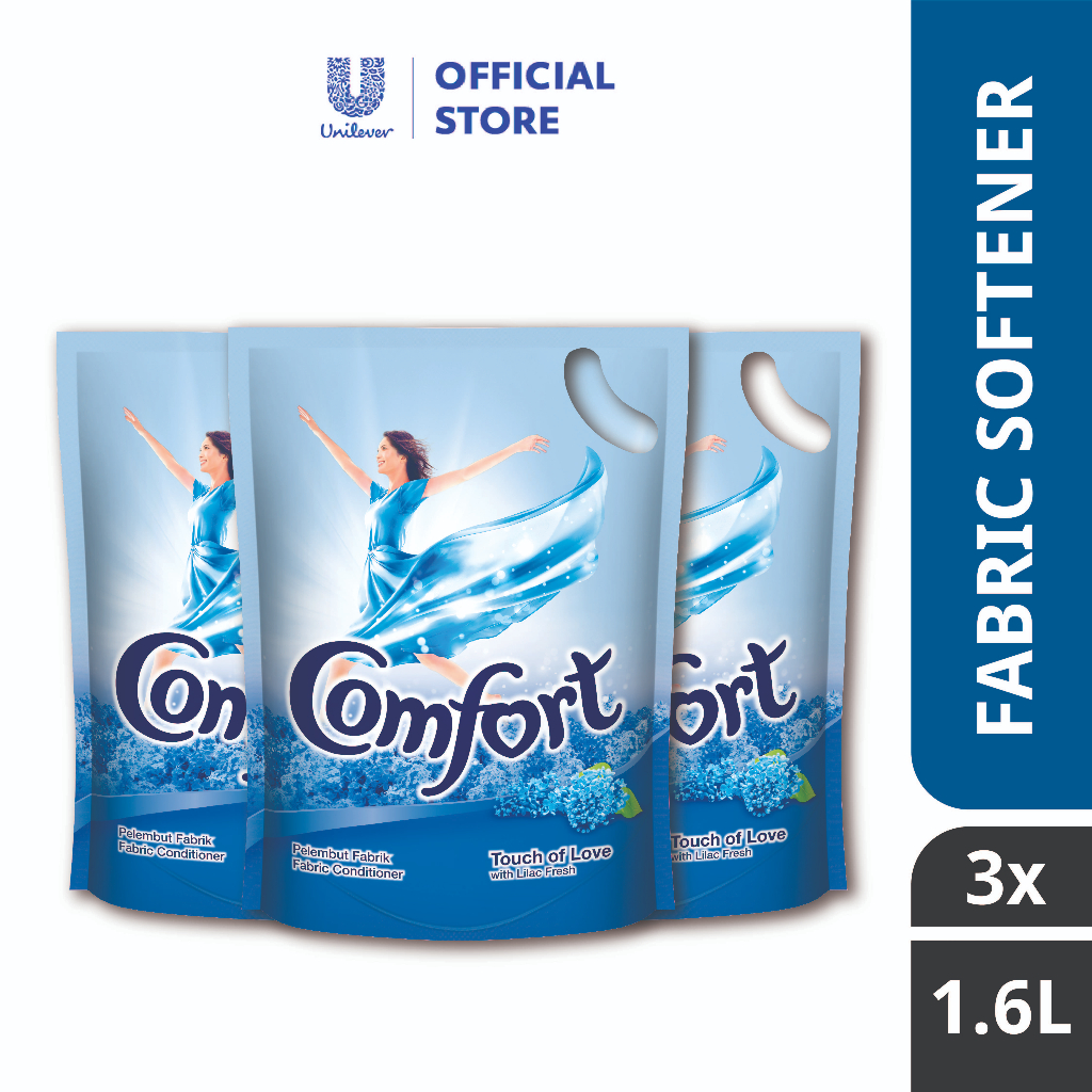 [Bundle of 3] Comfort Dilute Fabric Softerner Refill Touch of Love 1.6L ...