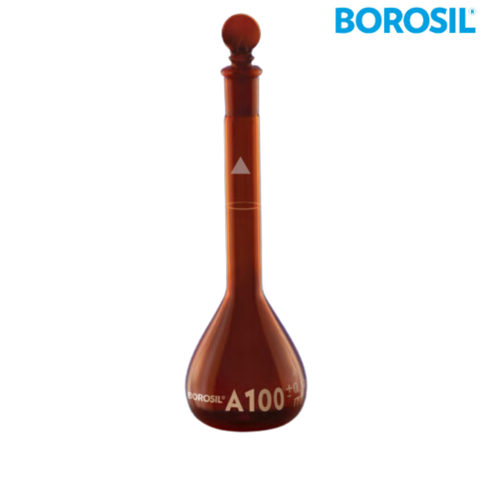 Borosil Volumetric Flask, 500 ml, Glass Stopper, class A - White mark ...