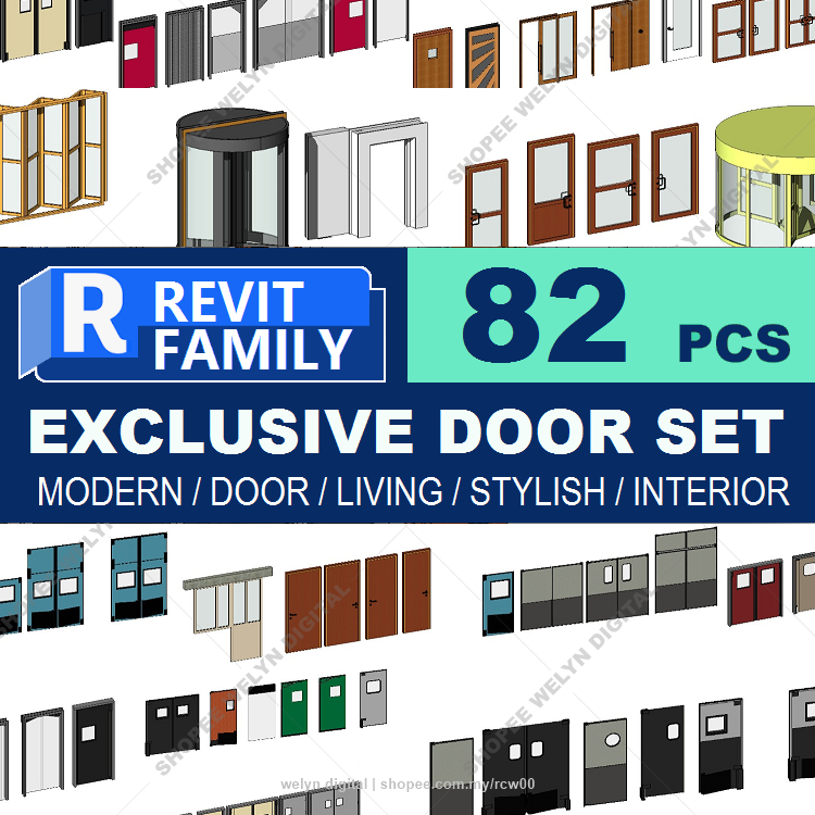Autodesk | Revit 2024 | 82 Exclusive Door set Revit Family Files ...