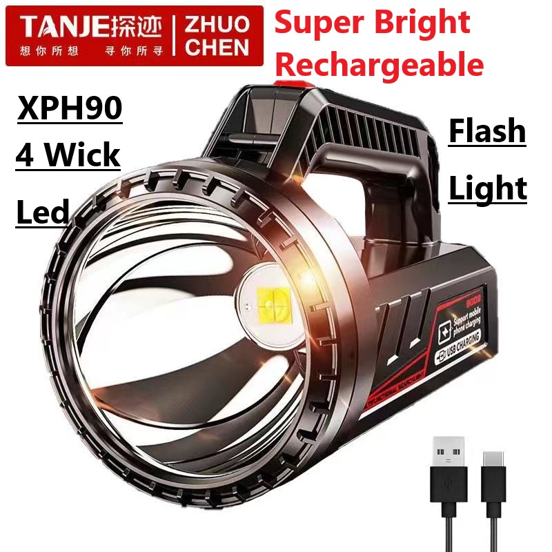 SuperBright XHP90 LED Long Range Searchlight Waterproof Flashlight with ...