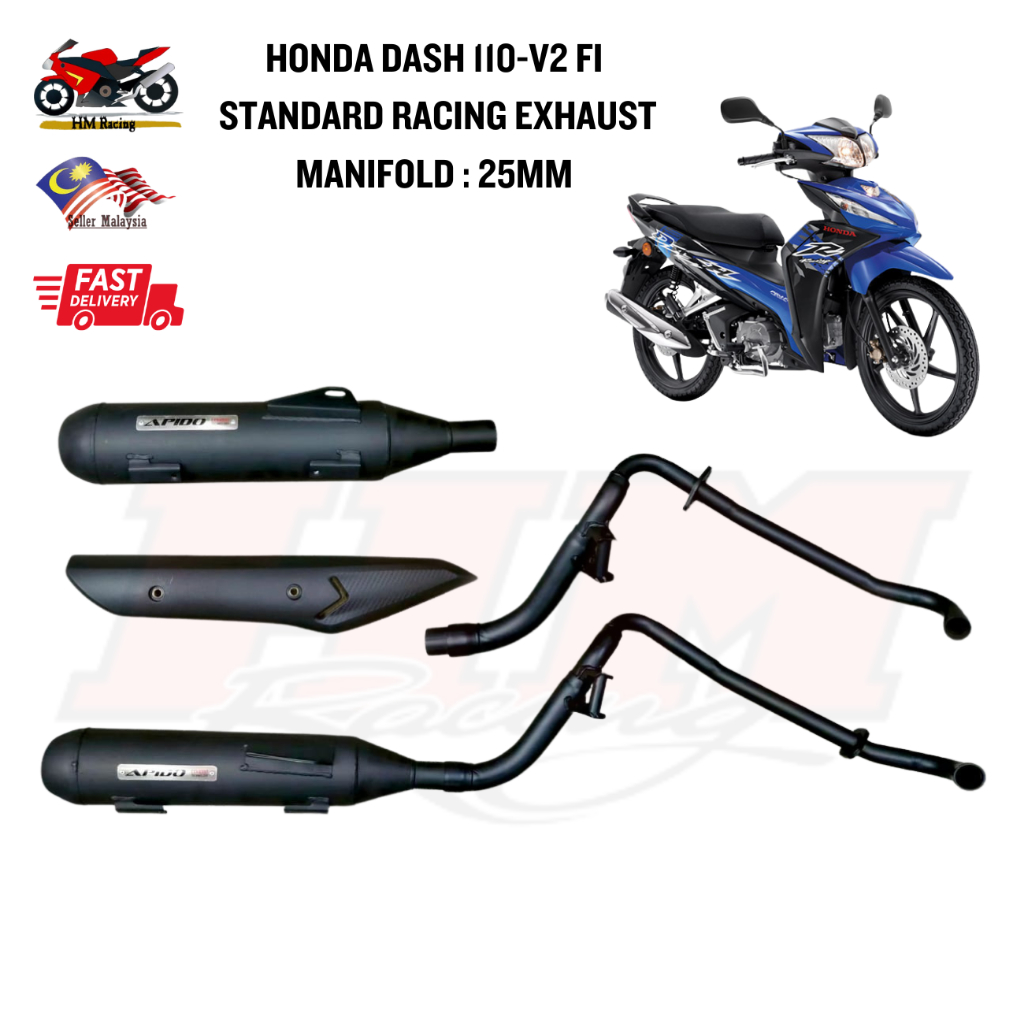HONDA DASH 110-V2 FI DASH 110 EFI V2 - STD RACING EXHAUST EKZOS BIG ...
