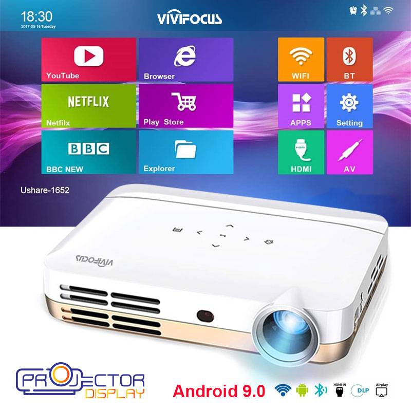ViviFocus VS50-HD Mini Portable Android Smart Projector, built-in wireless/WIFI, Office ...