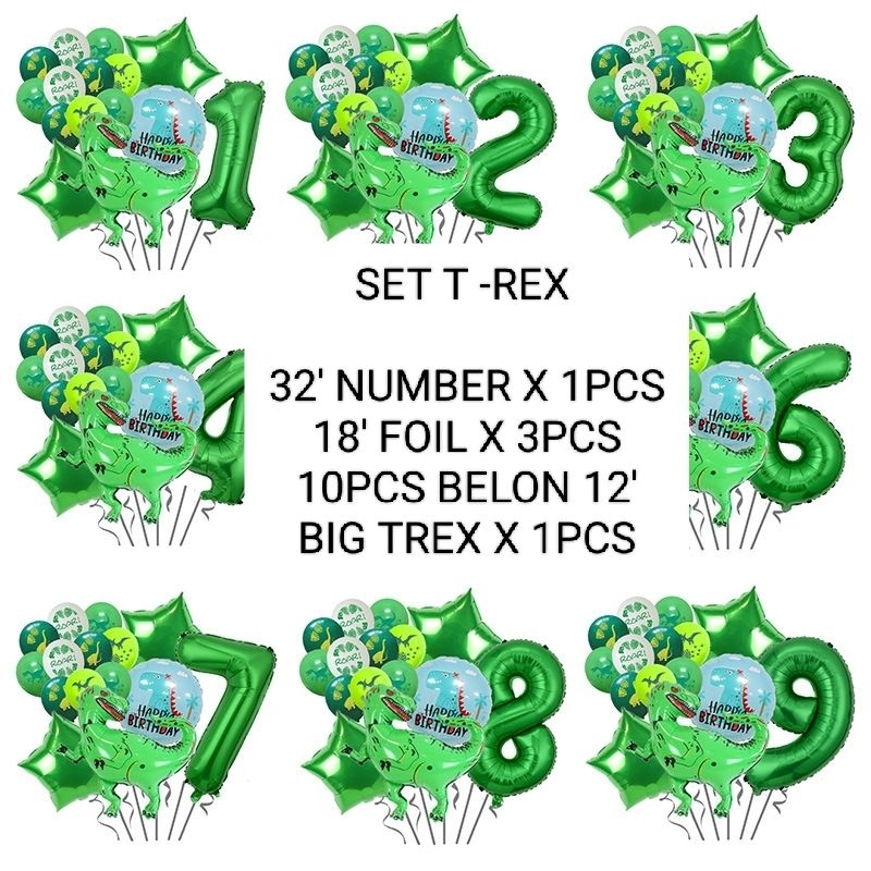 Set NUMBER Dinosaur Party Number Balloon Birthday Party Balloons Kids ...