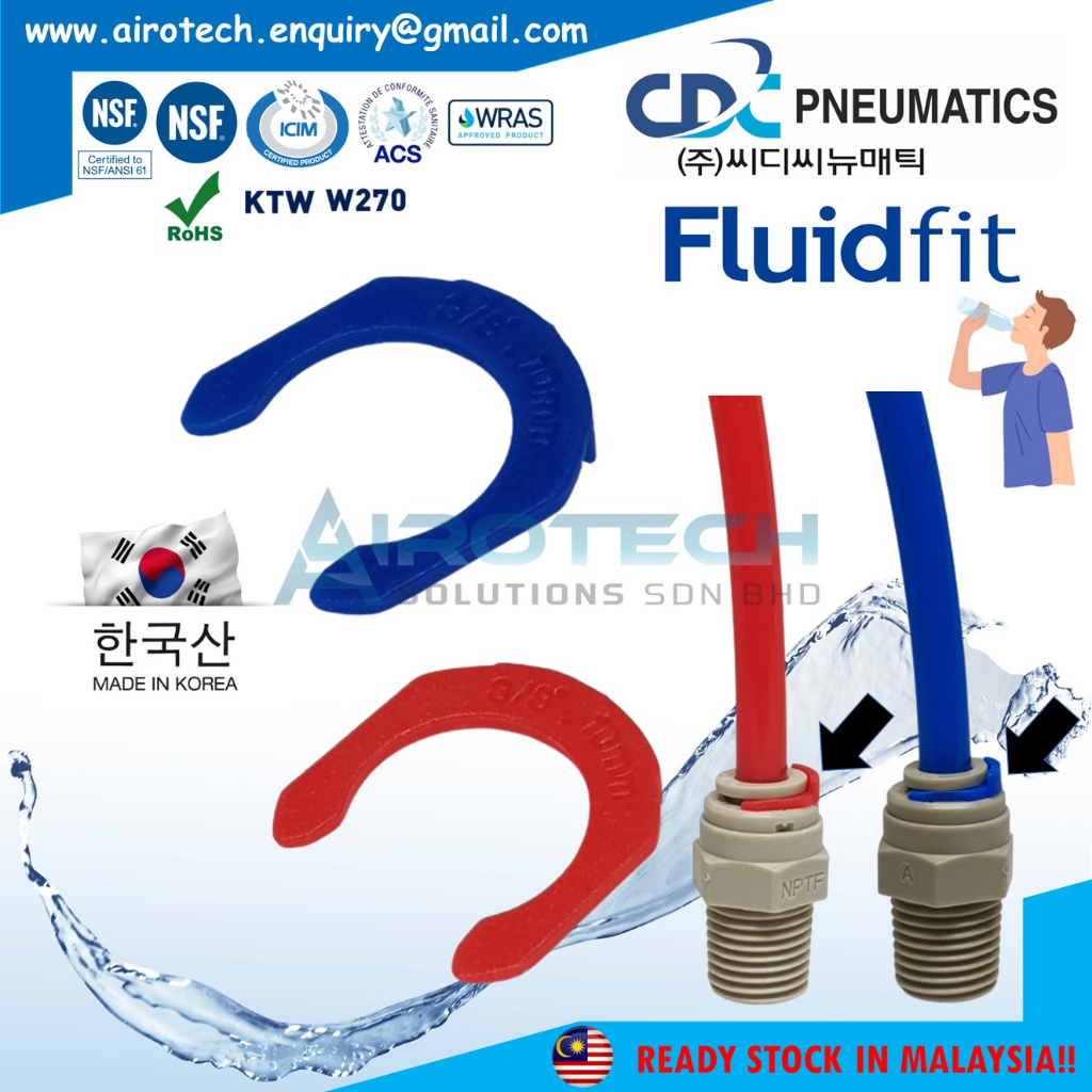 CDC Fluidfit [MADE IN KOREA] HCP Water Filter Fitting Clip Lock RO For Potable Water Drink ...