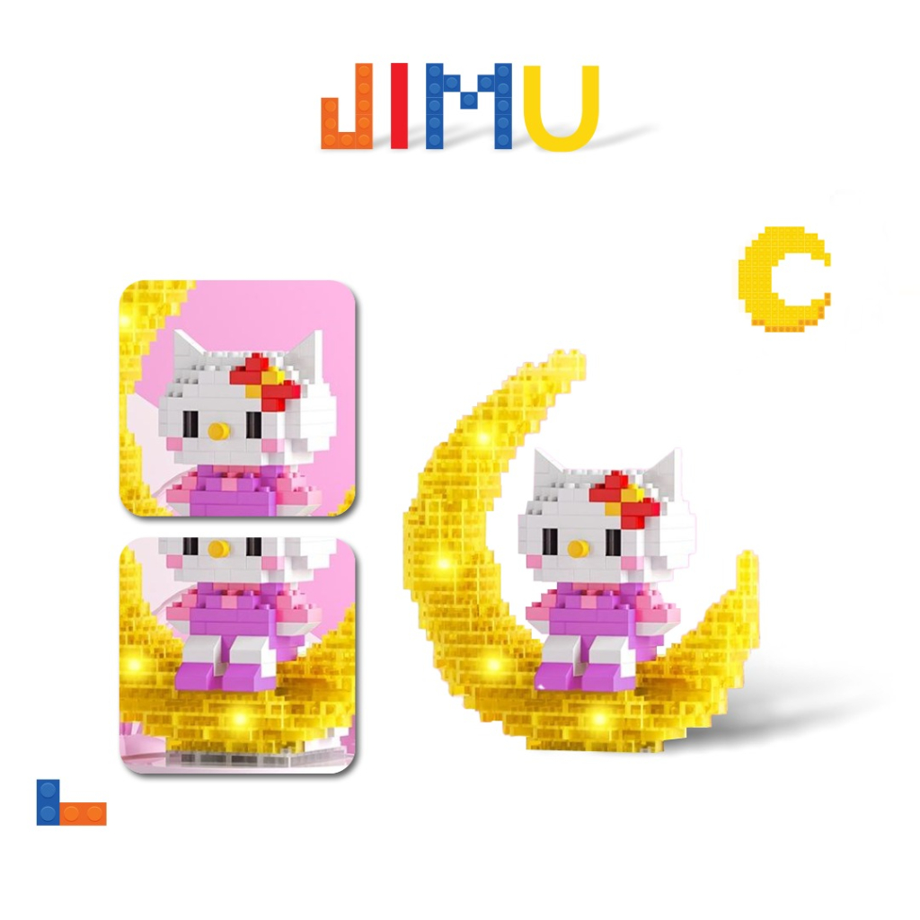 JIMU Moon Block Series W2235 Cute Hi Kitty Building Block Interior Car ...