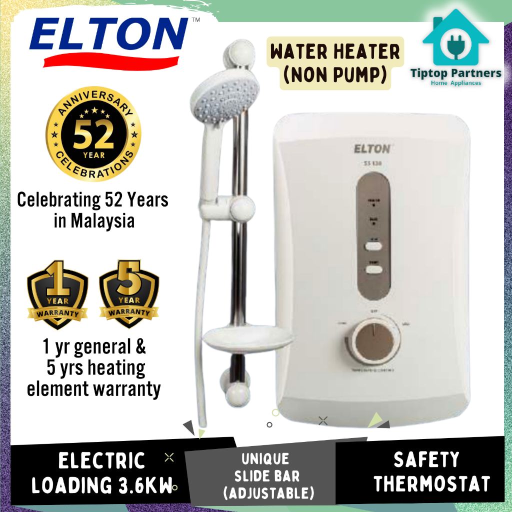 Elton Water Heater Instant Home Shower - Non Pump (SS138) | Shopee Malaysia