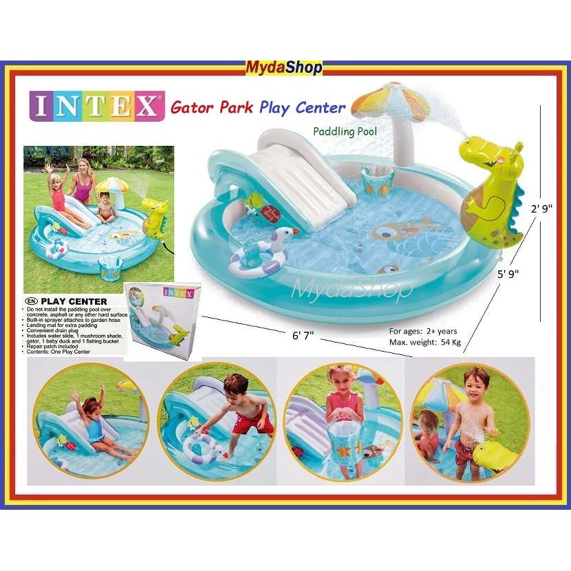 Free Pump INTEX Pool Crocodile Park Gator Play Center. Kolam Permainan ...