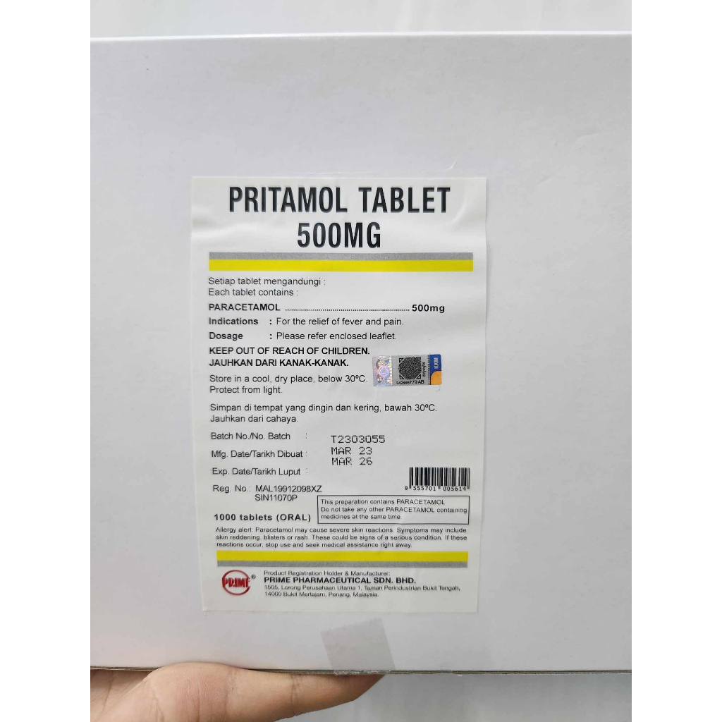 PRITAMOL Paracetamol 500mg 100STP/BOX | Shopee Malaysia