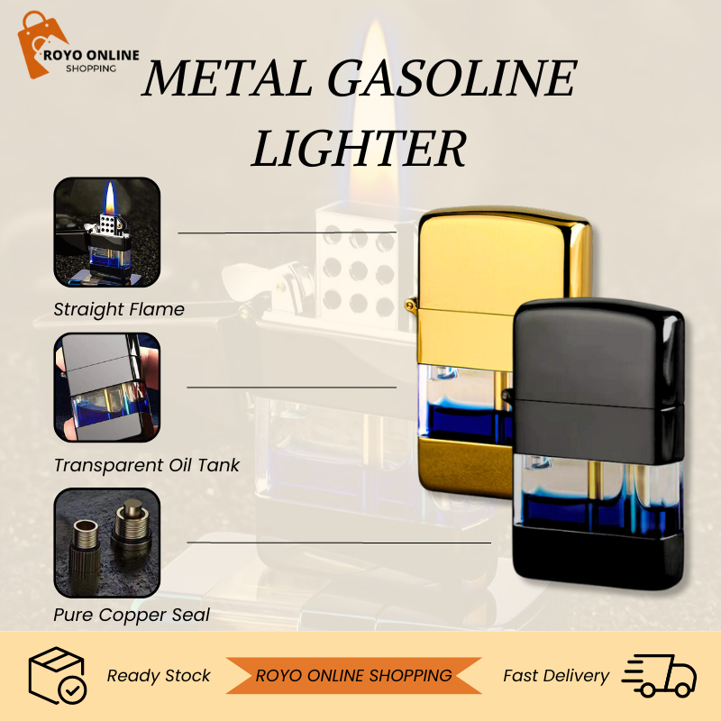 【ROYO OS】Metal Gasoline Lighter Transparent Oil Tiny Petrol Lighter ...
