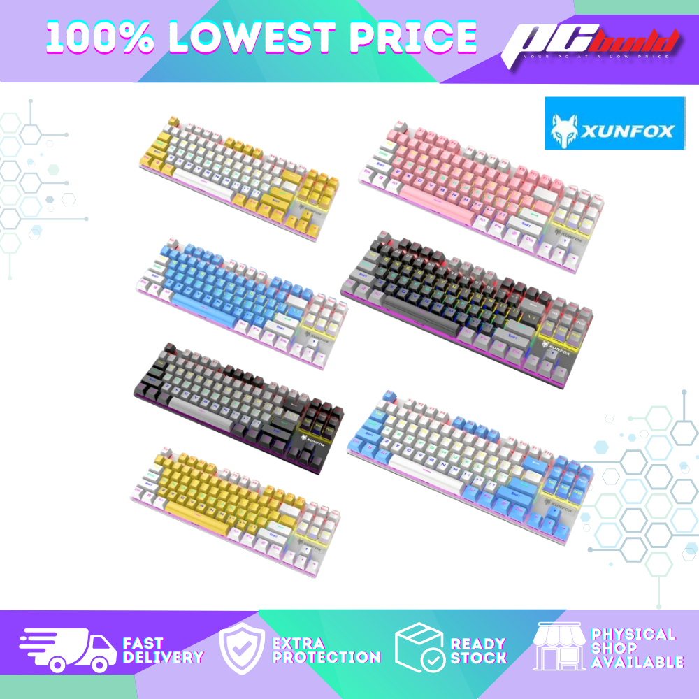 XUNFOX K80 /K10 Gaming Mechanical * Keyboard USB Luminous Color Wired ...