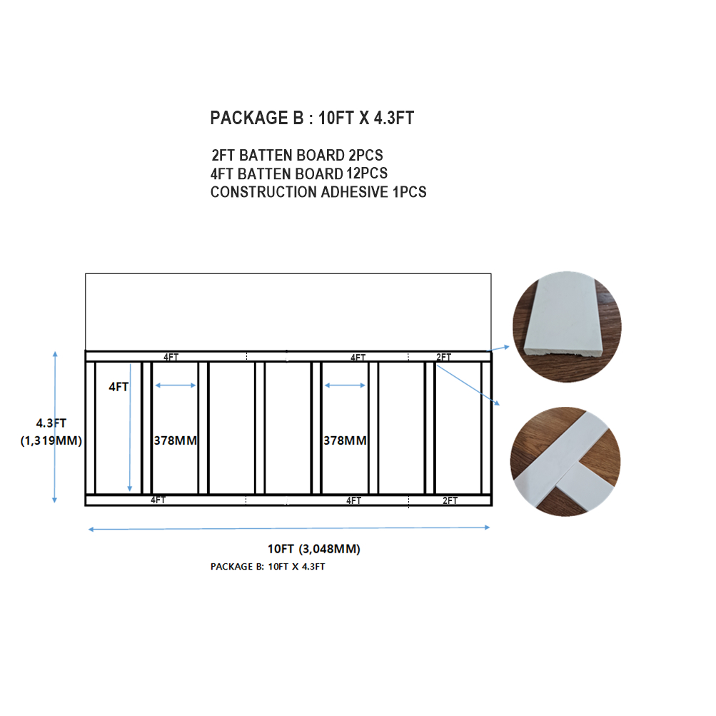 DIY Batten Wall/Accent wall /Sudah Siap Potong/wainscoting package ...