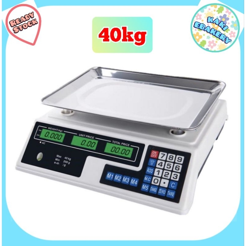 40KG Electronic Digital Price Computing Counting Weighing Scale With 2 ...