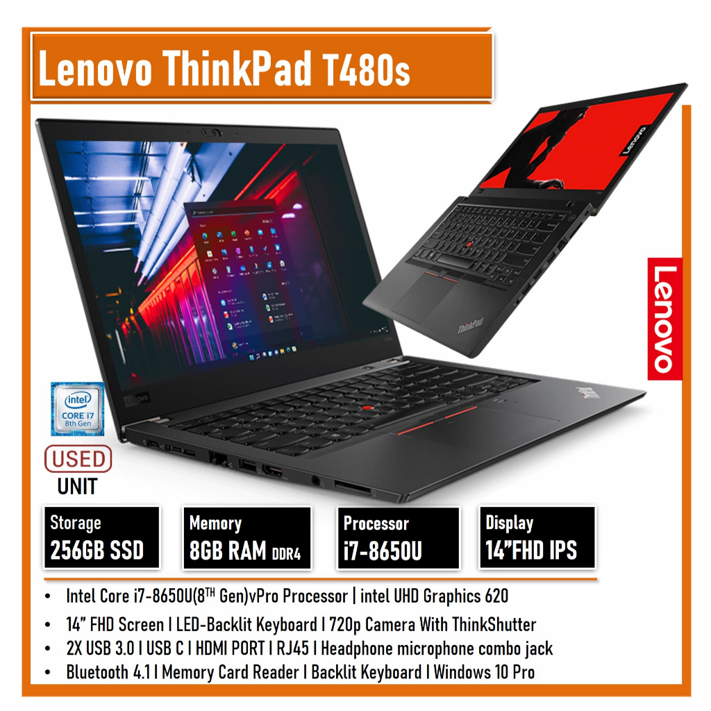 Lenovo ThinkPad Laptop T490s/T480s/T470s/T460(1 YEAR WARRANTY T&C) Core ...