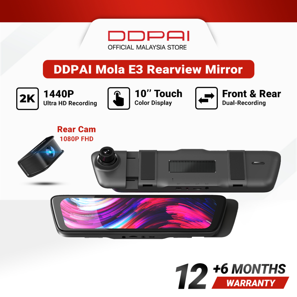 [NEW LAUNCH] DDPAI Mola E3 Full Screen Touch Display Rearview Mirror 2K Dual-Channel Dash Cam ...