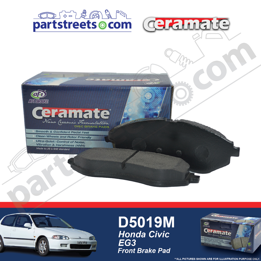 Ceramate Front Brake Pad - Honda Civic EG3 - D5019M (1set) | Shopee ...