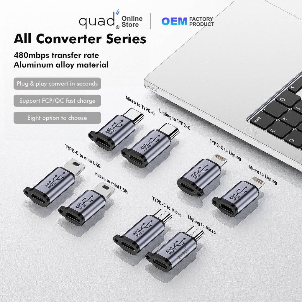 All Cable Converter Micro/Type-C/iP to Micro/Type-C/iP/Mini USB Support ...