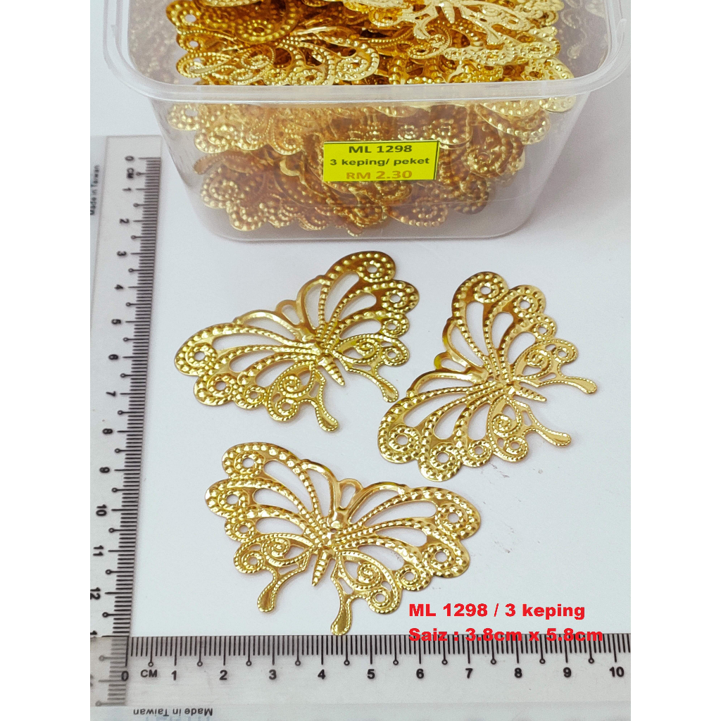 Kepingan besi emas bercorak kerawang untuk sanggul melintang | Shopee ...