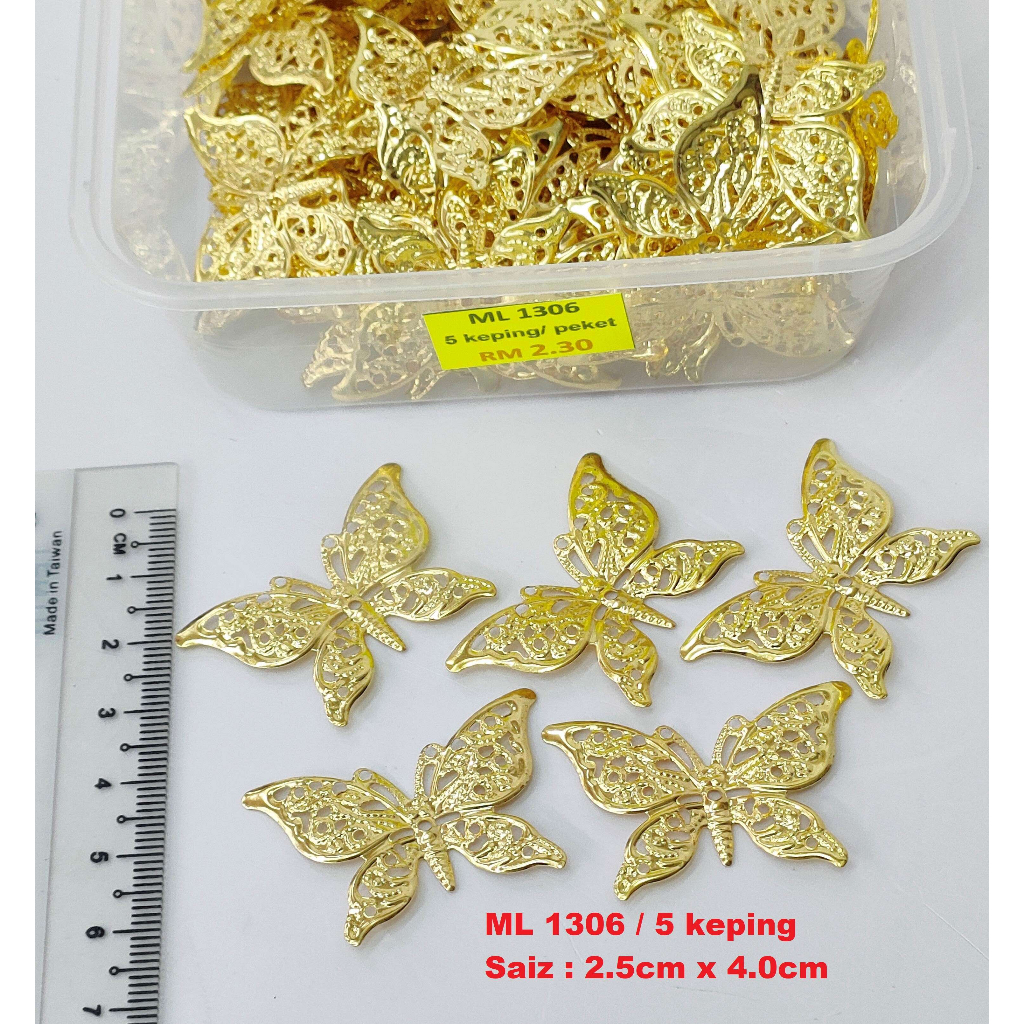 Kepingan besi emas bercorak kerawang untuk sanggul melintang | Shopee ...