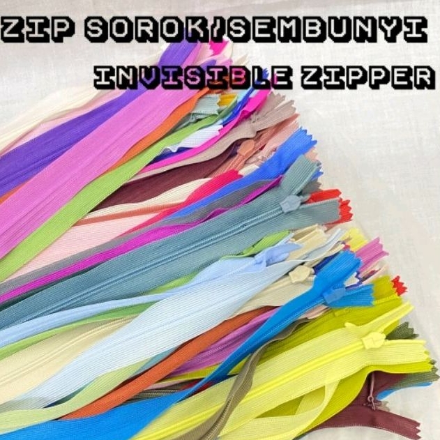 Zip Sembunyi/zip sorok murah harga borong beli ikut pices 8", 12”, 14 ...