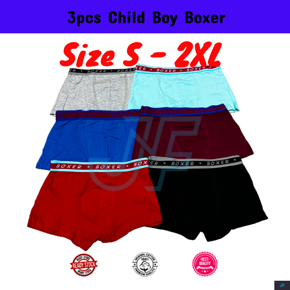 3 Pcs Child Boy ’s Underwear BOY’S BOXER ( RANDOM - MIX COLOUR ) SIZE ...