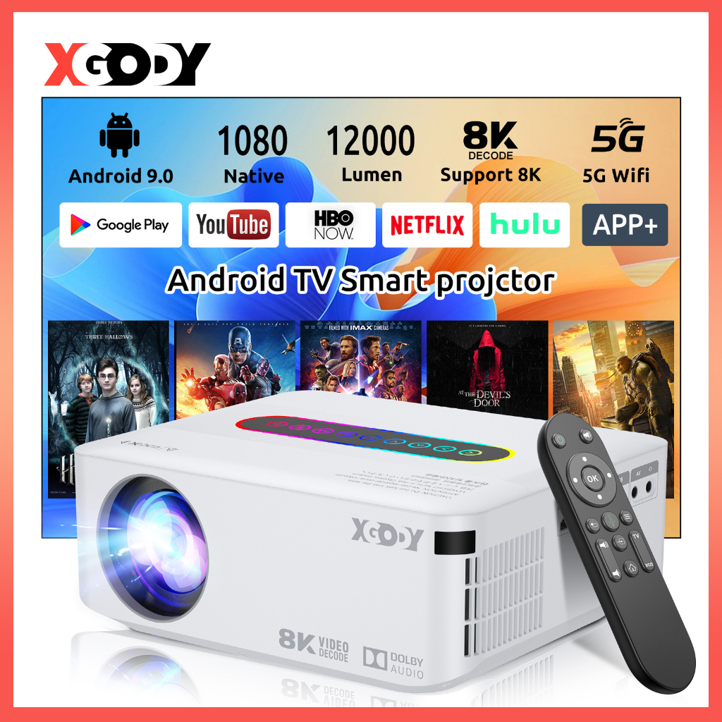 XGODY X1 Smart 8K Full HD 1080P LCD Projector 12000 Lumens Portable ...