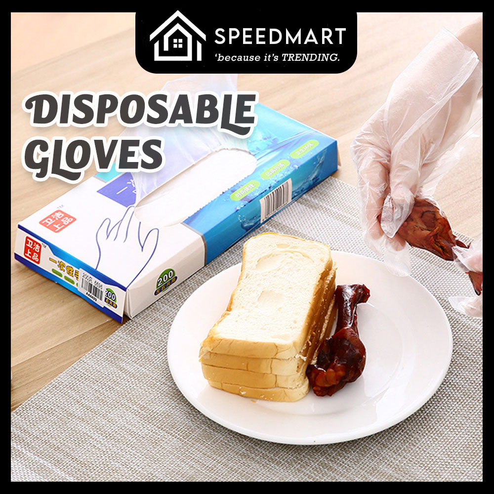 100pcs Disposable Glove Food Grade Plastic Kitchen Hygiene Hand Glove ...