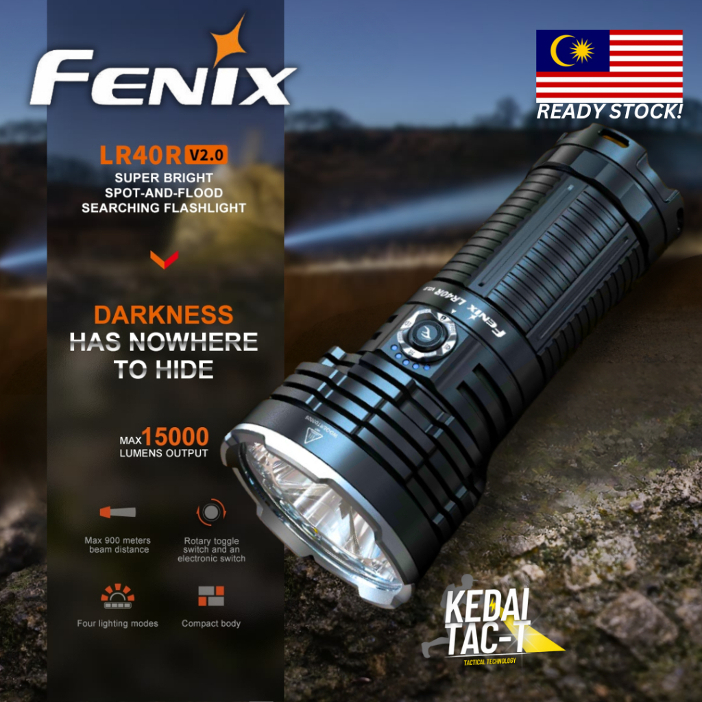 FENIX LR40R V2.0 - Luminus SFT70 LED 15000L Rechargeable Flashlight ...