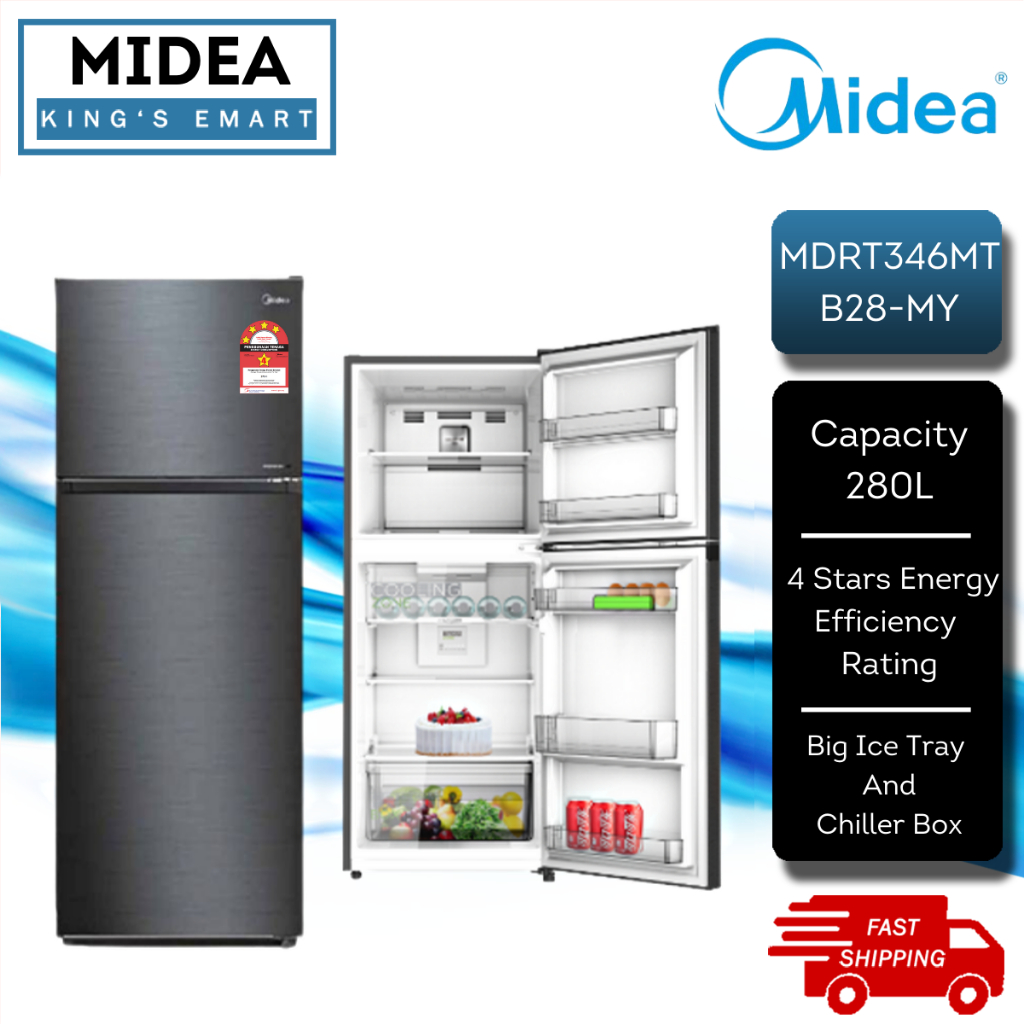 【12% CASHBACK】Midea 280L 2 Door No Frost Inverter Fridge Refrigerator ...