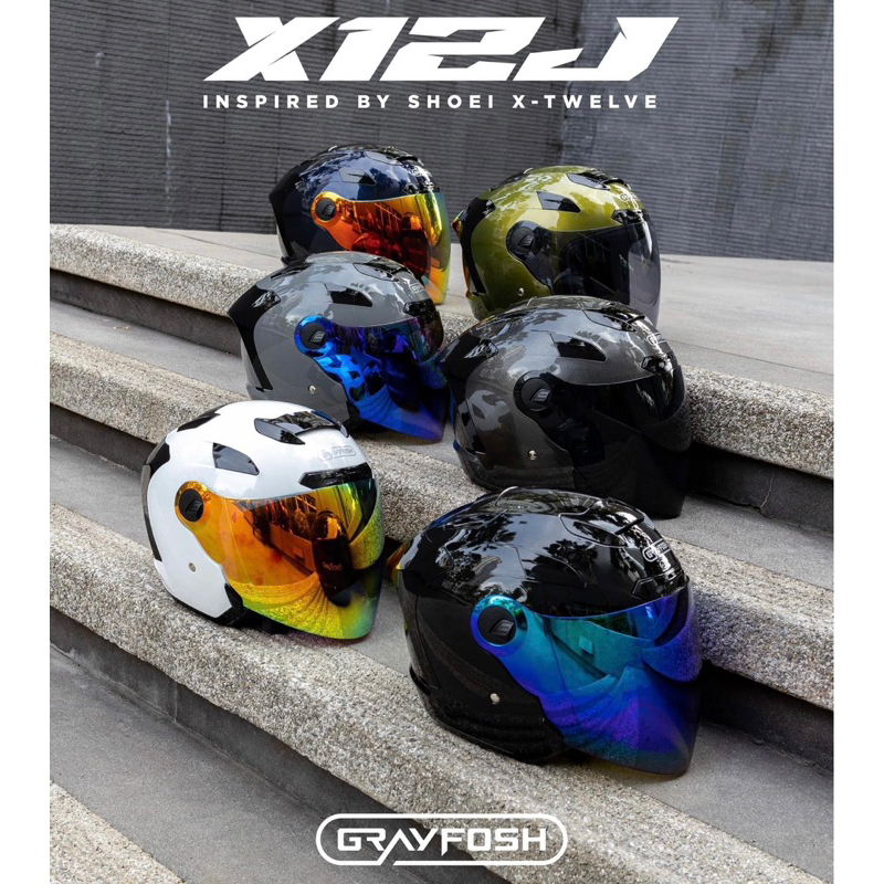 Grayfosh X12J Helmet Open Face Inspired by SHOEI X12 Design (SIRIM ...
