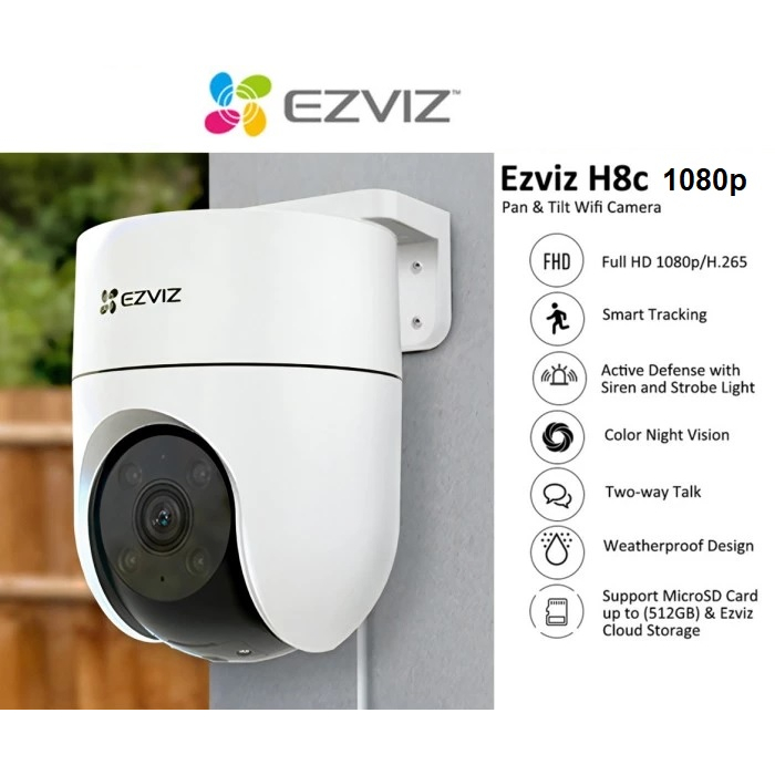 Ezviz H8C 1080p / 4MP 2K Outdoor/Indoor 360 Pan/Tilt Smart Color Night ...
