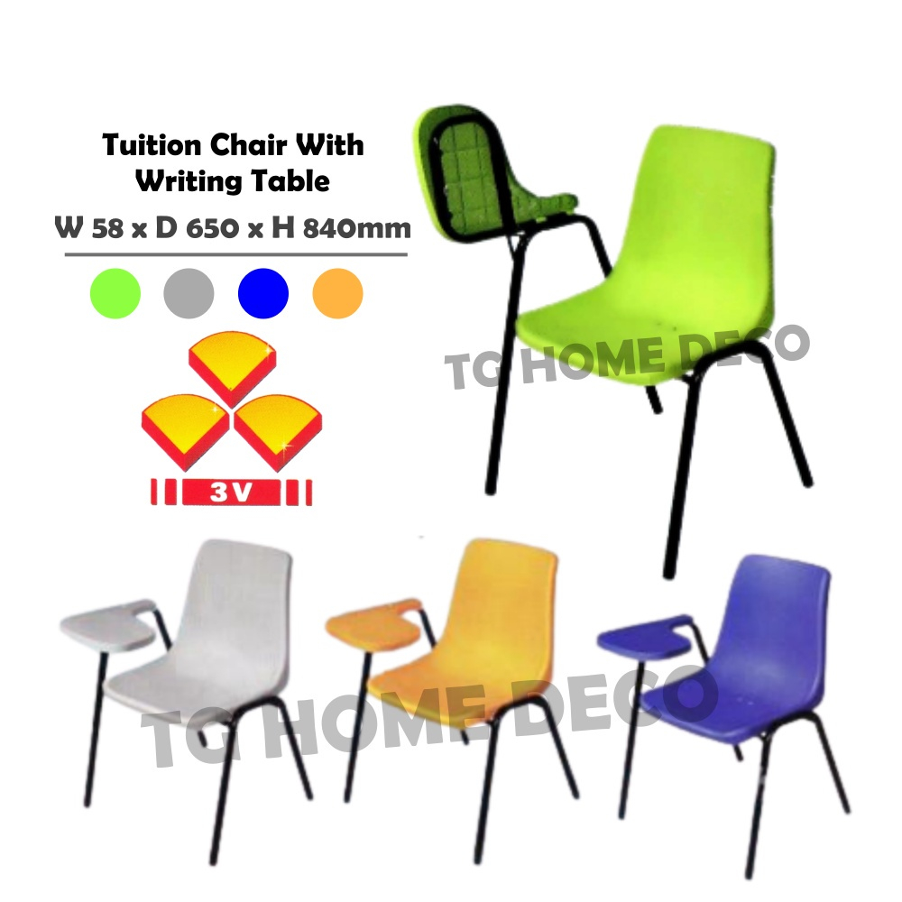 3V SU701HNA Tuition Study Chair With Writing Pad Table / Student Chair ...