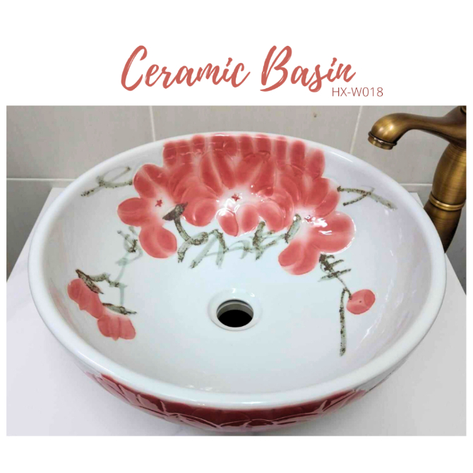 HAND MADE CERAMIC BASIN DERSIGNER ART BASIN ABOVE COUNTER TOP ART SINK ...