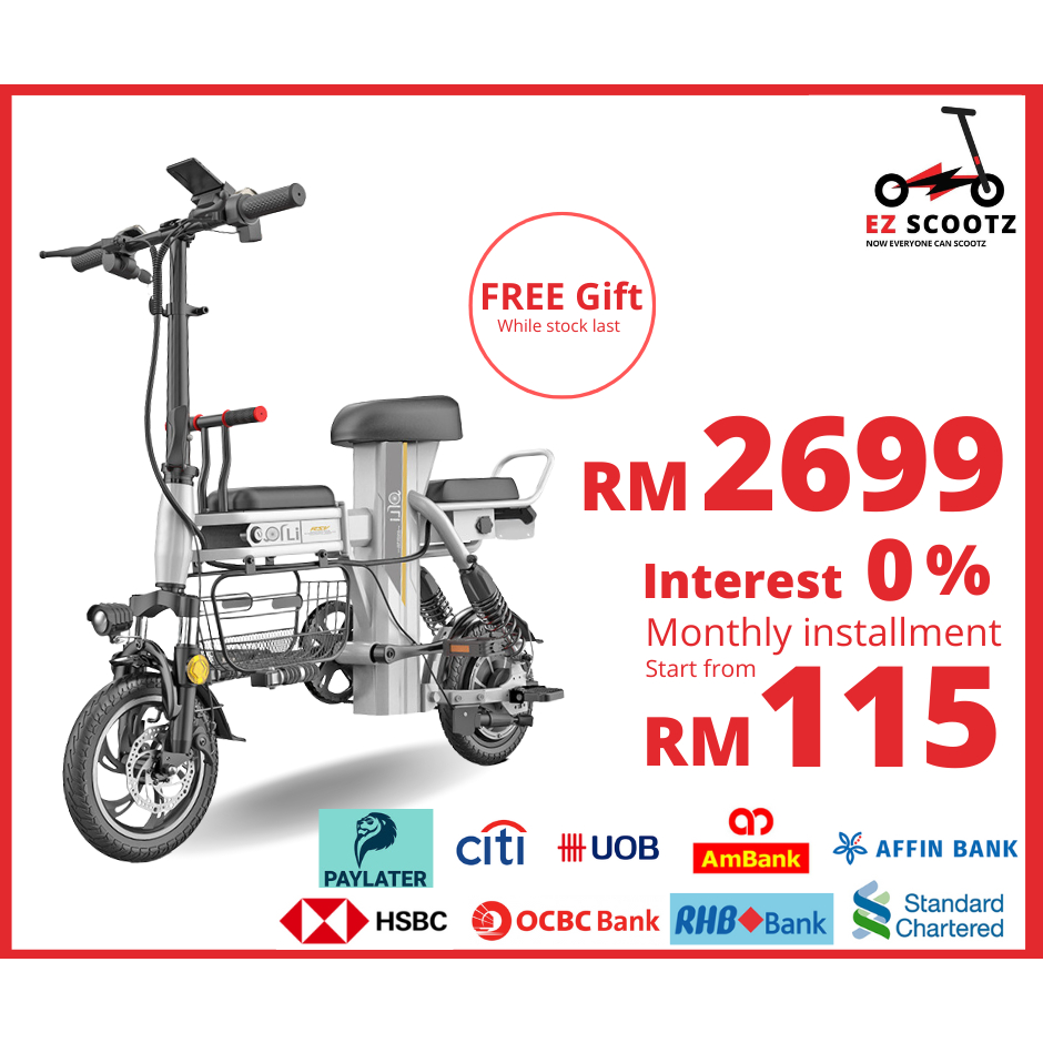 EZ Scootz X2 Electric Bicycle 3 Seater 48v 350w Brushless Motor 15.0 Ah ...