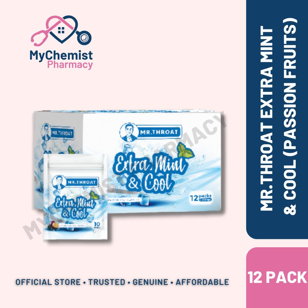 Mr. Throat Extra Mint & Cool Passion Fruit Flavour 10's x 12 Pack - Soothe the Throat (BOX ...