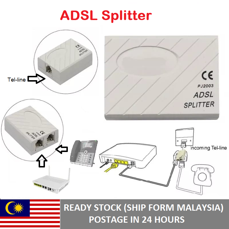 ADSL Micro Filter Splitter Adapter Splitter for Landline Telephone and ...
