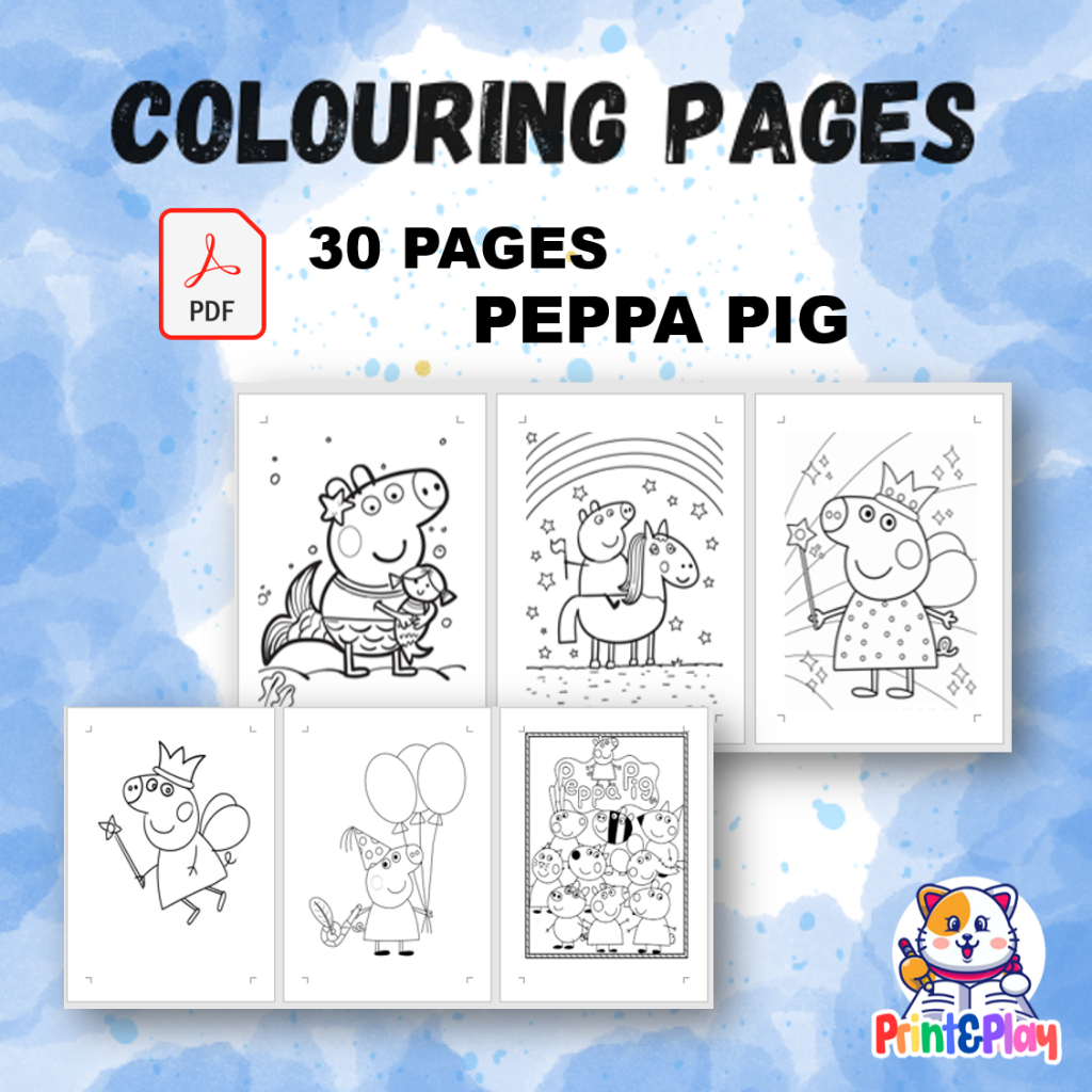【PDF】Colouring Pages Peppa Pig Printable Soft Copy (30 pages) | Shopee ...