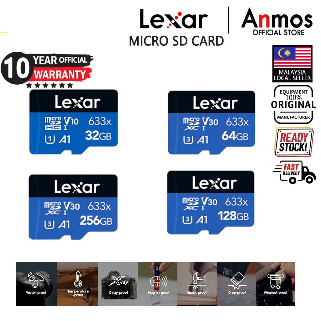 Lexar 32GB / 64GB / 128GB /256GB High-Performance 633x UHS-I microSDXC ...