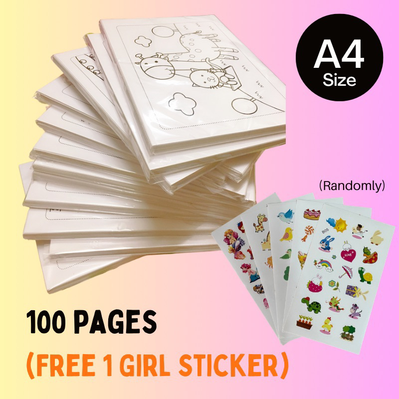 [Mamalove] 🎈A4-100 PAGES 🎈Kids Colouring Paper Kertas Mewarna Budak ...