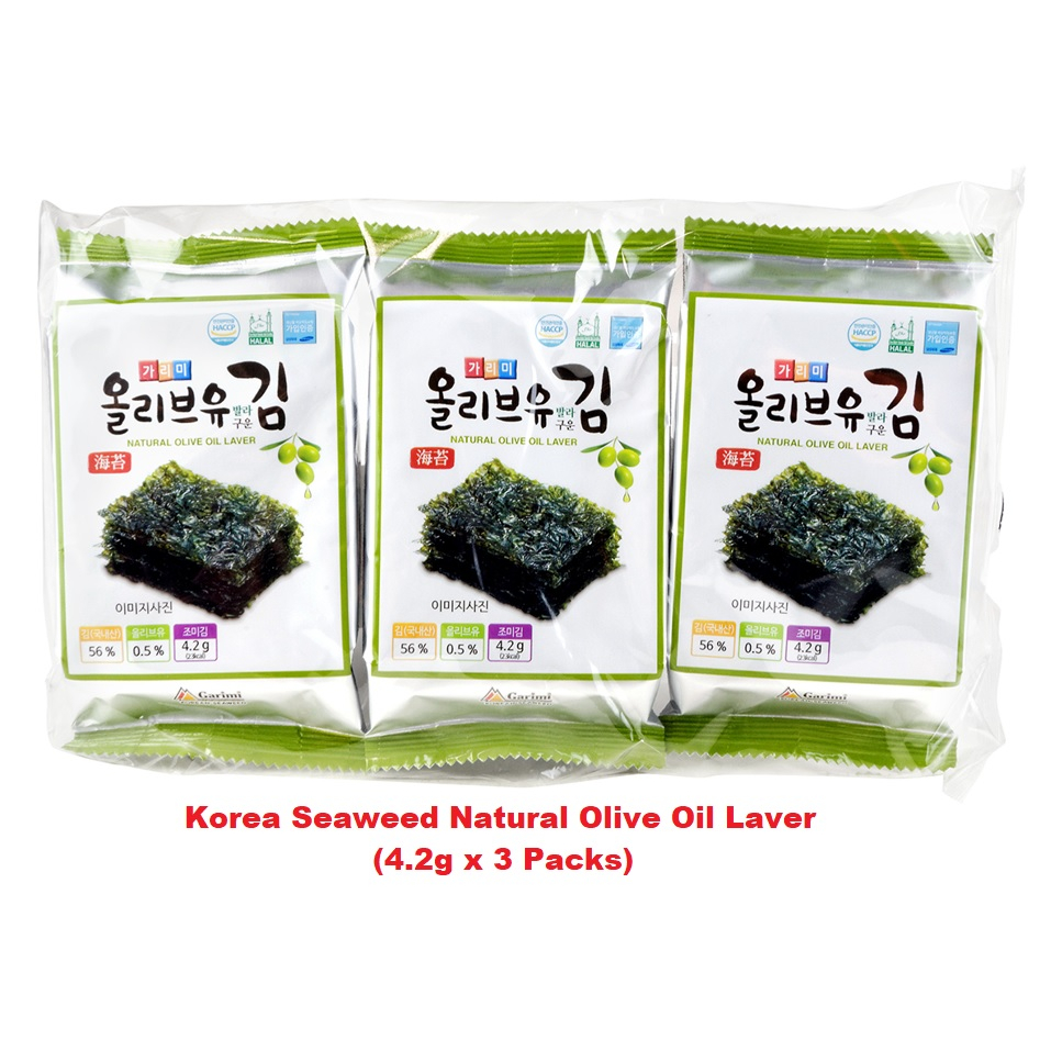 [HALAL] Korea Seaweed Natural Olive Oil Laver (4.2g x 3 Packs ...