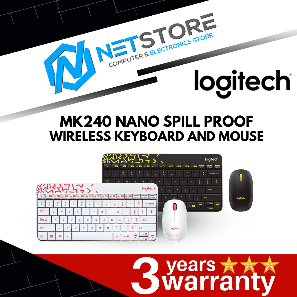 Logitech MK240 Spill Proof Nano Wireless Keyboard and Mouse Combo ...