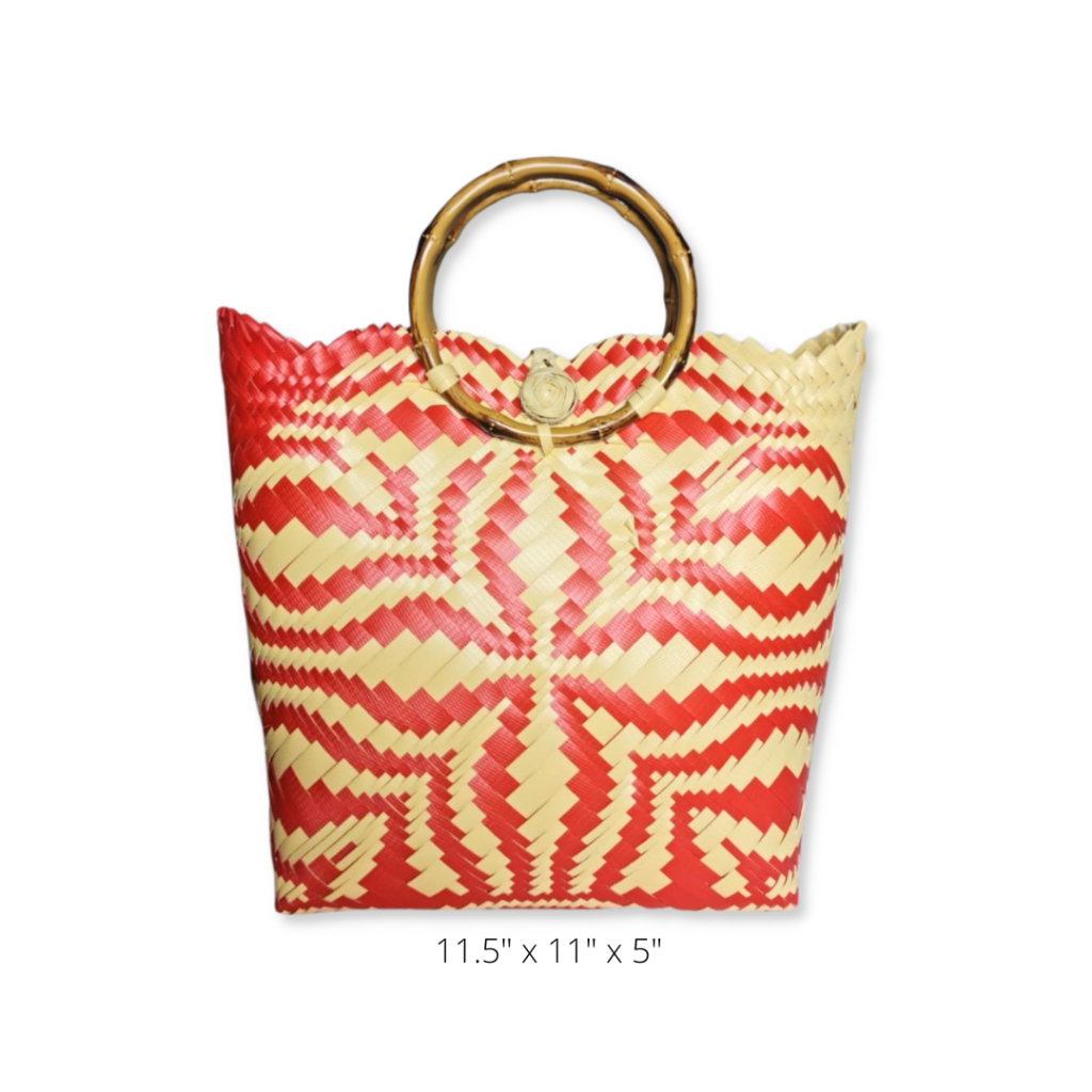 Multicolour Beg Anyaman Sarawak / Rotan Handle Tote Bag Women / Tangkai ...