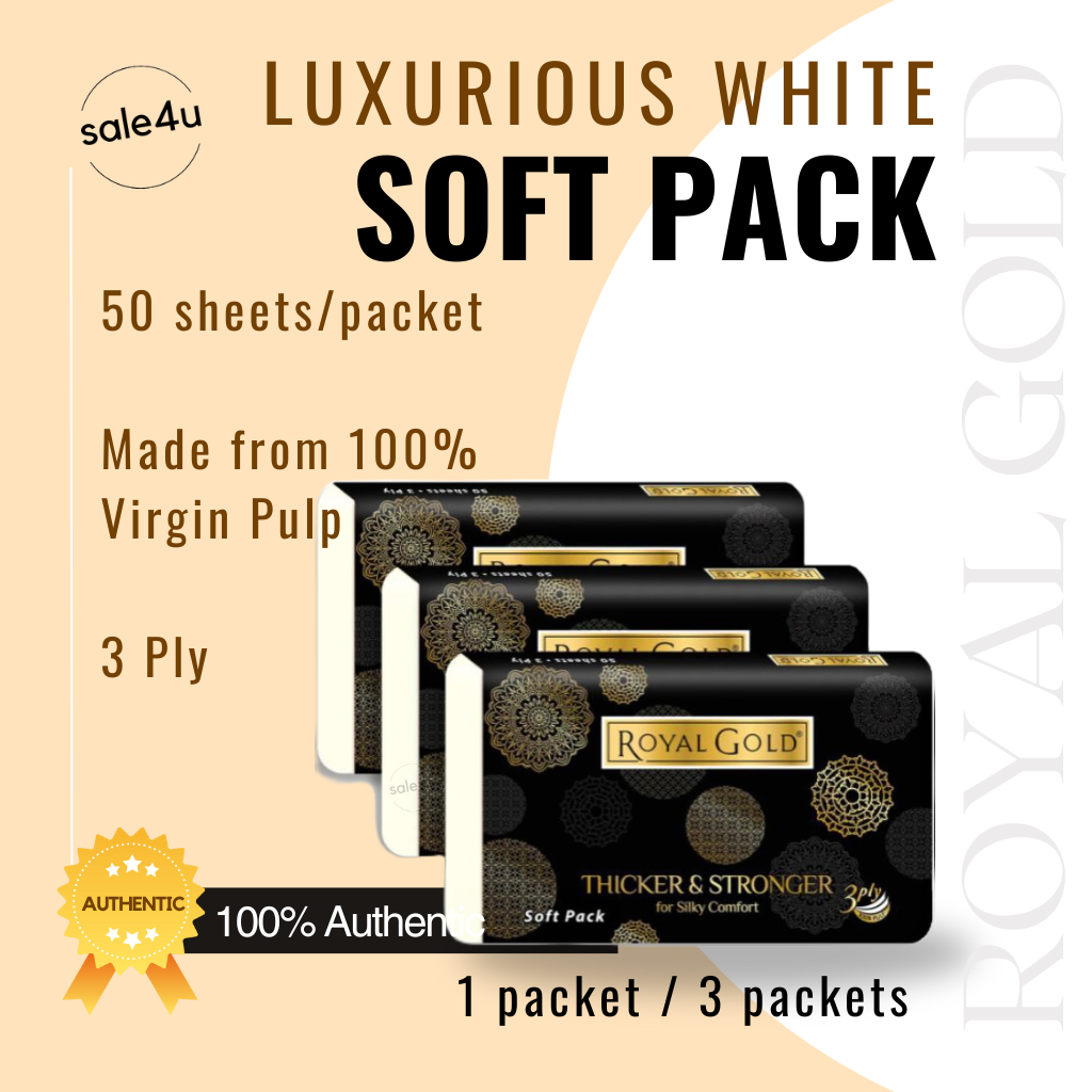 Royal Gold Soft Pack Luxurious White Facial Tissue Travel Pack Tisu 3 ...