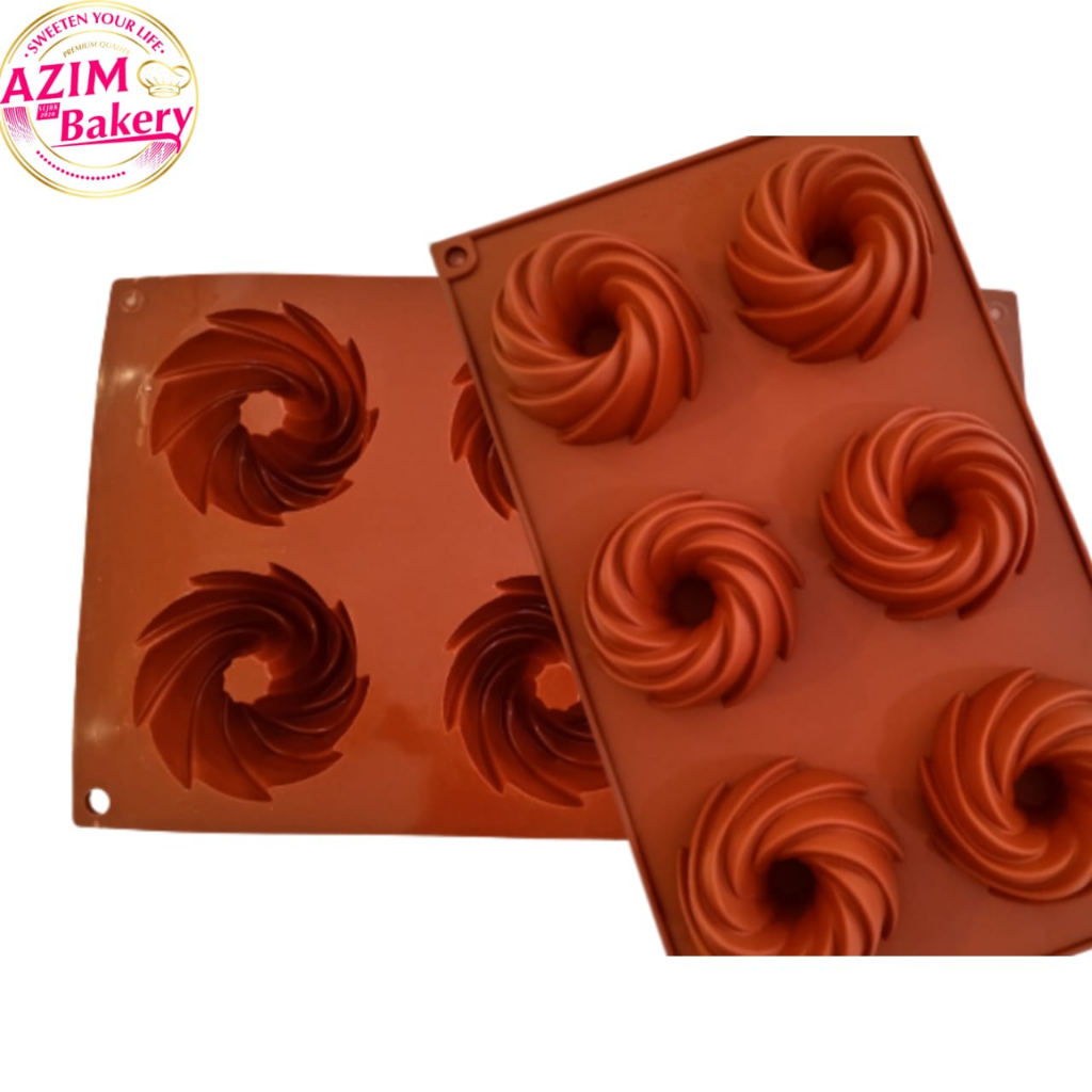 Tornado 6 Cavity Silicone Mold | Swirl Silicone | Acuan Kek Mini ...