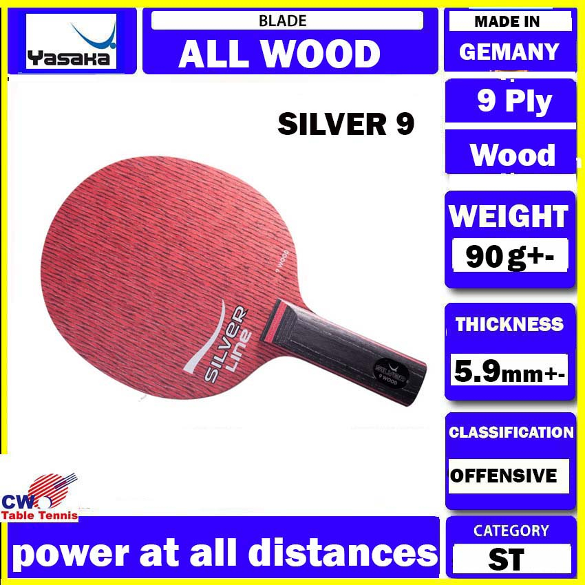 Yasaka Silver 9 YASAKA BLADE Table Tennis BAT Ping Pong KAYU, 100% Authentic,Handle Type ST ...